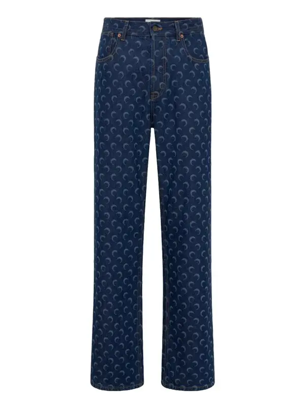 MARINE SERRE All-over Moon Print Straight Leg Jeans - Blue