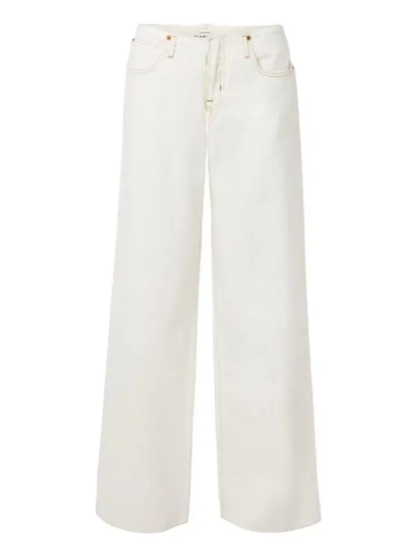 SLVRLAKE Mica Frayed Low-rise Wide-leg Jeans - White