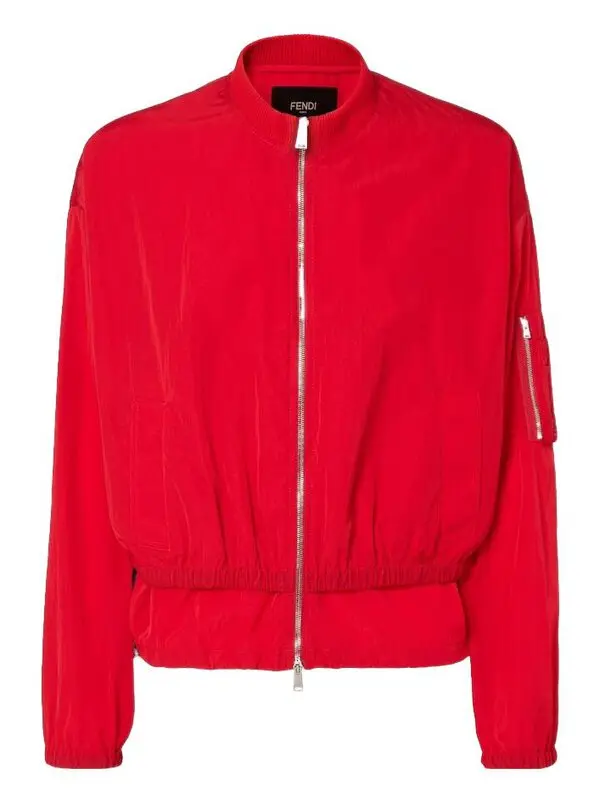 Fendi Double-layer Zipped Bomber Jacket - Red