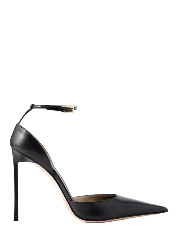 TOM FORD Pointed-toe Matte Leather Pumps With Ankle Strap - Black