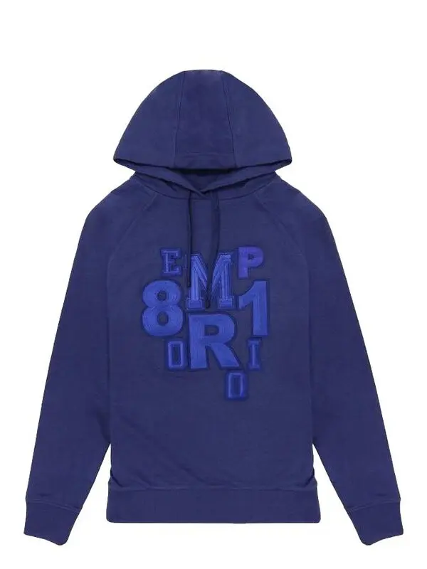 Emporio Armani Embroidered Logo Hoodie - Blue