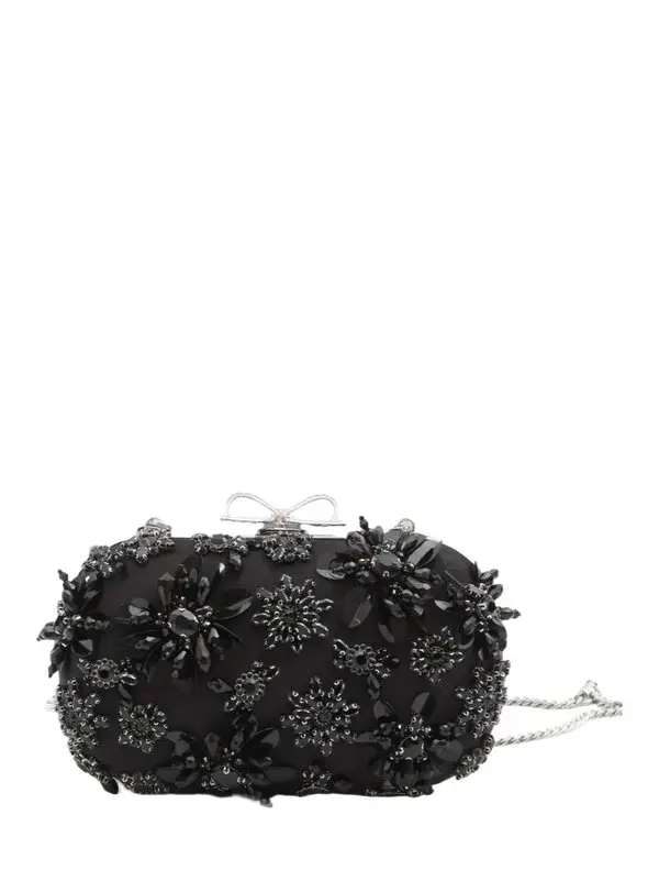 SELF-PORTRAIT Embellished Floral Clutch Bag - Black