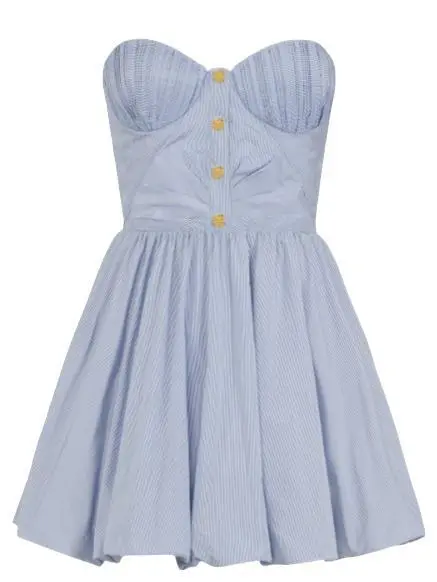 Elisabetta Franchi Striped Nylon Taffeta Mini Dress - Oxford