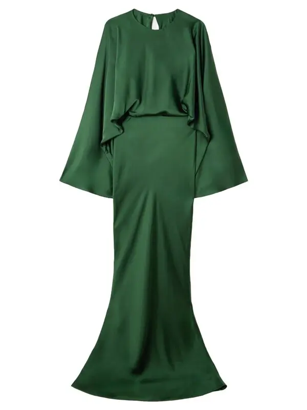 Norma Kamali Obie" Long Sleeve Maxi Dress - Dark Emerald