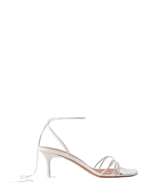 Amina Muaddi Strappy Sandals With Lace-up Ankle Ties - White