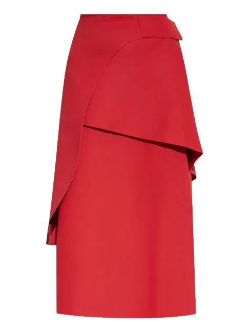 Tory Burch Asymmetrical Layered Midi Skirt - Red