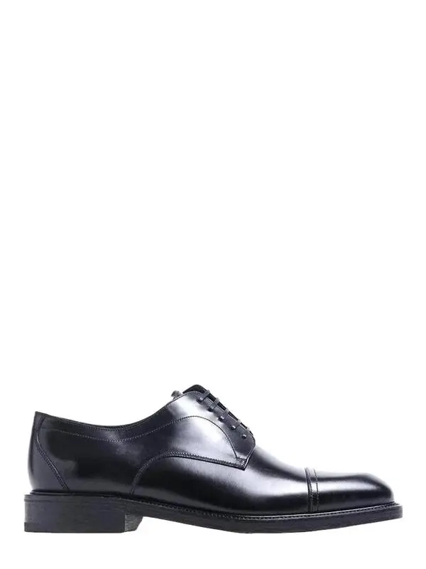FERRAGAMO Leather Lace Up Oxford Shoes - Black
