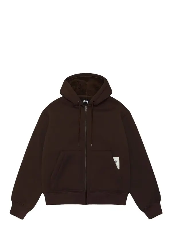 StÜssy Sherpa Lined Zip Up Hoodie - Brown