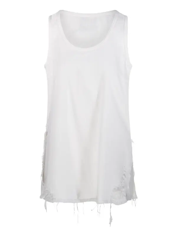 DARKPARK Sleeveless Top With Frayed Hem - White