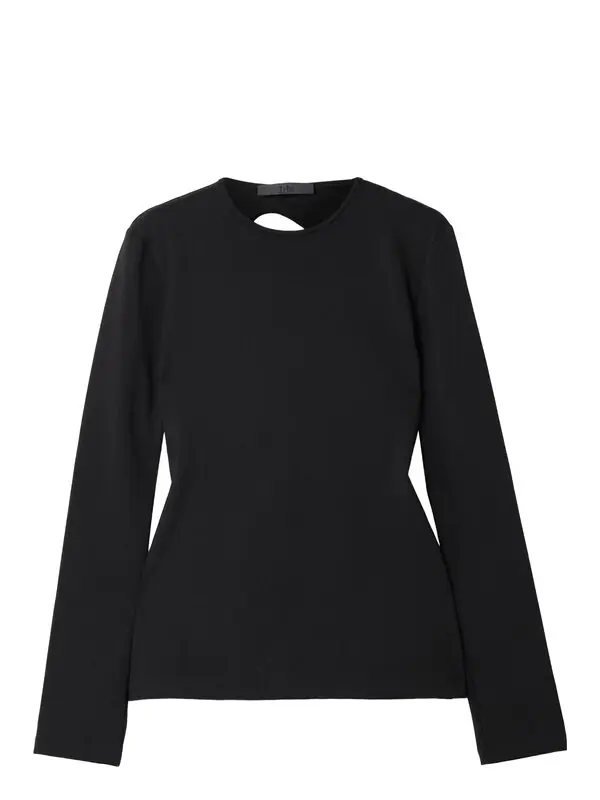 Tibi Cutout Stretch-jersey T-shirt - Black
