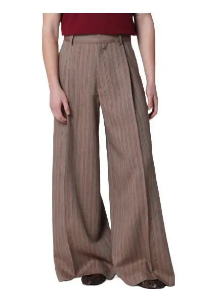 Dries Van Noten Pinstriped Wide-leg Trousers - Rust Pinstripe Pattern