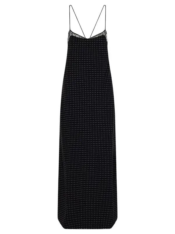 TOM FORD Polka-dot Lace Trim Maxi Dress - Black
