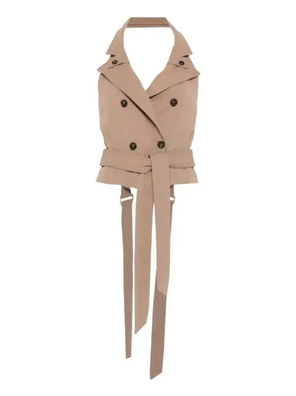 Elisabetta Franchi Gabardine Vest - Light Brown