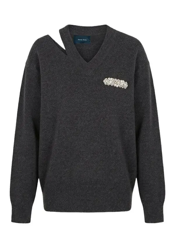 Simone Rocha V-neck Embellished Sweater - Black