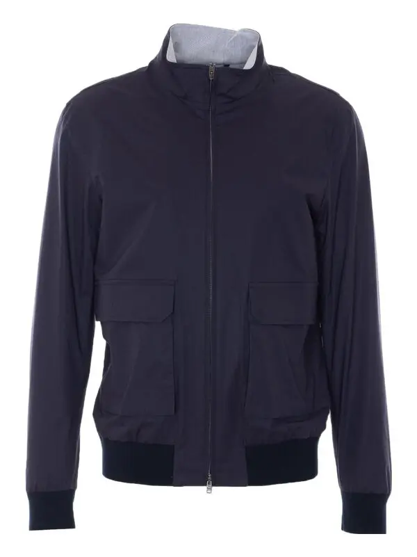 Herno High-neck Zip-up Jacket With Stand Collar - Black