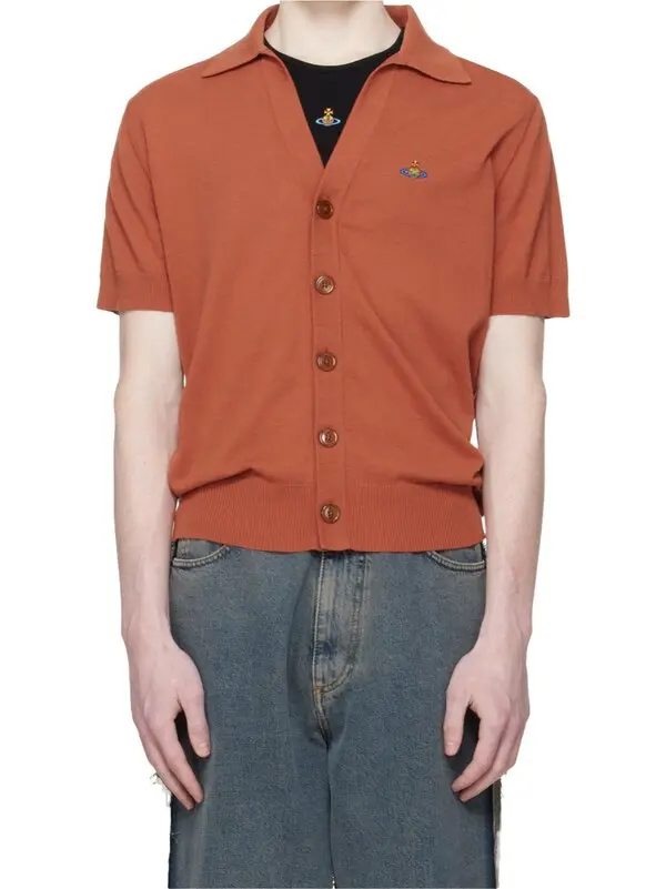 VIVIENNE WESTWOOD Buttoned Short-sleeve Knitted Sweater - Clay Red