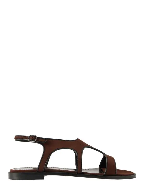 Manolo Blahnik Suede Sandals With Leather Trim - Black