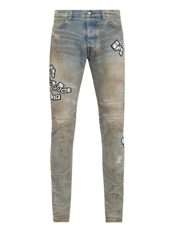 Amiri Distressed Belt Loop Jeans - Light Indigo
