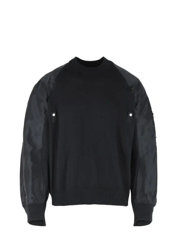 Sacai Sponge Crewneck Sweatshirt With Ribbed Cuffs And Hem - Black