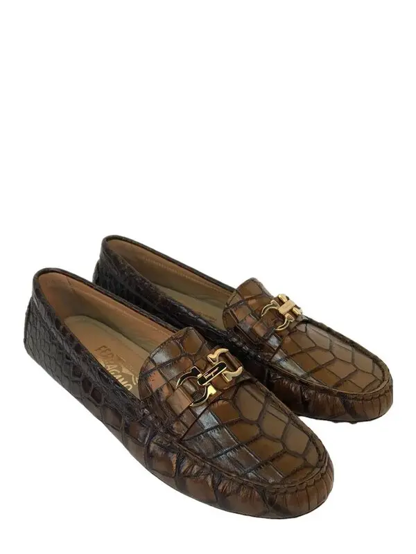 FERRAGAMO Gancini Detail Loafers - Black