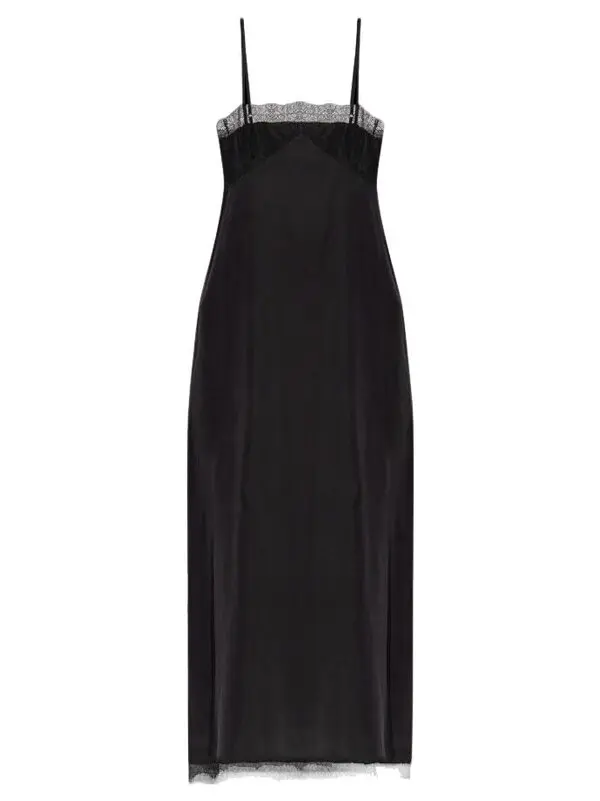 Zadig&Voltaire Lace Trim Midi Slip Dress - Black