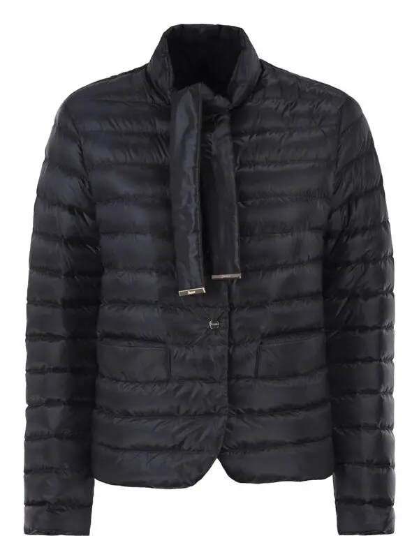 Herno Padded Coat With Tie Detail - Black