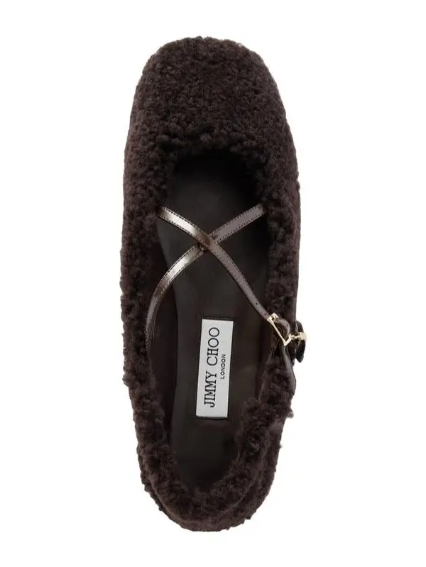 JIMMY CHOO Patent Trimmed Faux Pearl Embellished Ballet Flats - Black