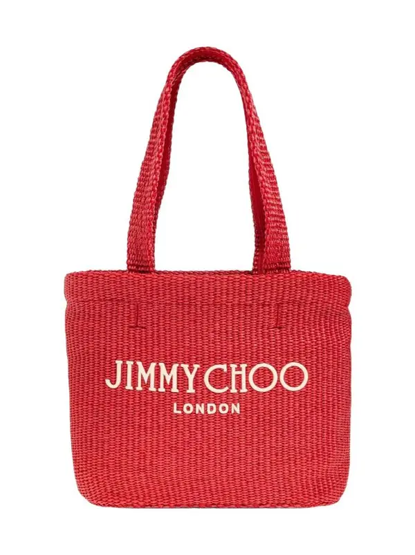 JIMMY CHOO Woven Tote Bag With Dual Handles - Ruby Gold