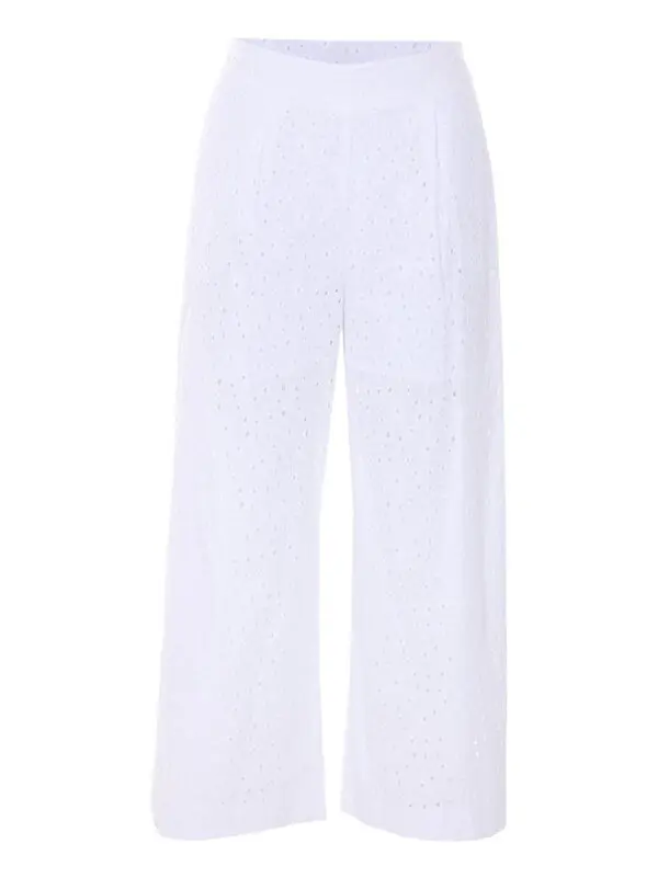 TWINSET Embroidered Wide-leg Pants - White
