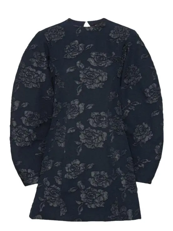 ROTATE BY BIRGER CHRISTENSEN Floral Jacquard Mini Dress - Navy Blue