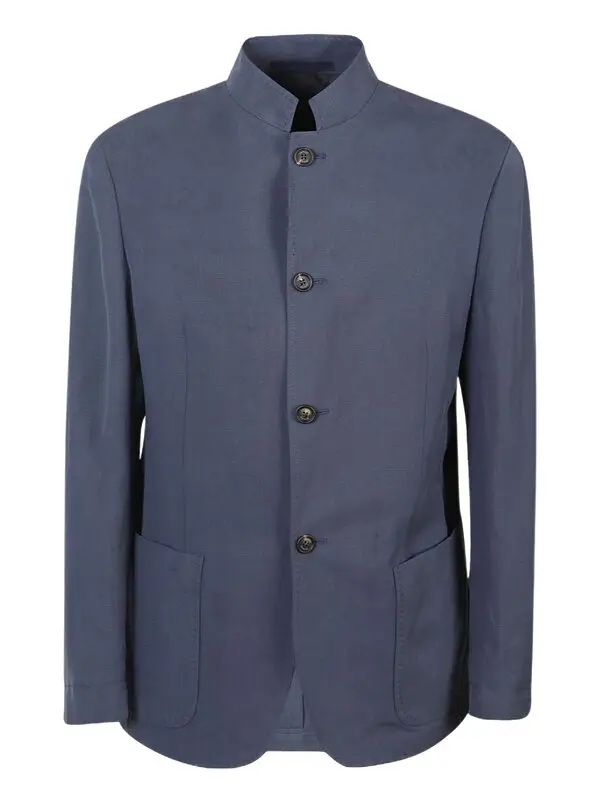Eleventy Stand Collar Buttoned Blazer - Blue