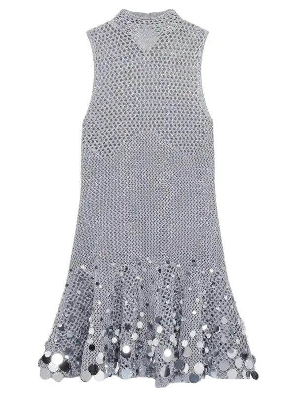Casablanca Crochet Mirror Mini Dress - Silver