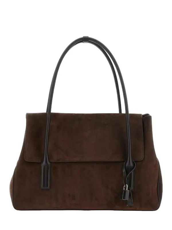 TOM FORD Calf Leather Flap Handbag - Brown