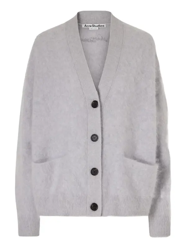 Acne Studios V-neck Long Sleeve Cashmere Cardigan - Light Gray