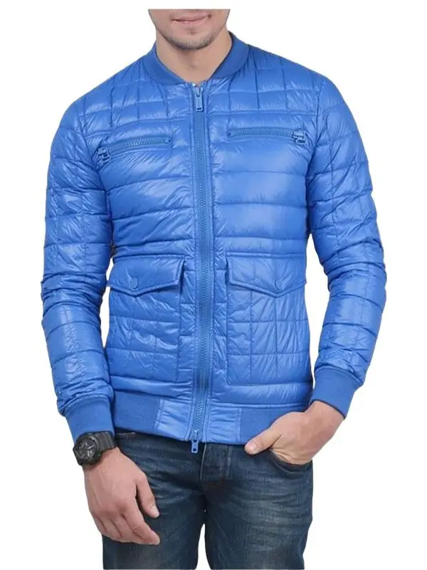 Iceberg Quilted Down Jacket With Logo Details - Blue