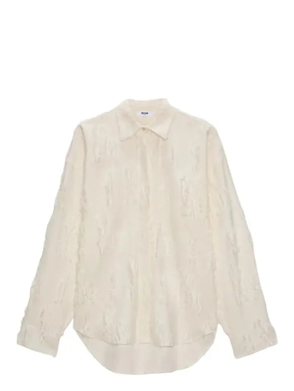 MSGM Textured Long-sleeve Shirt - White