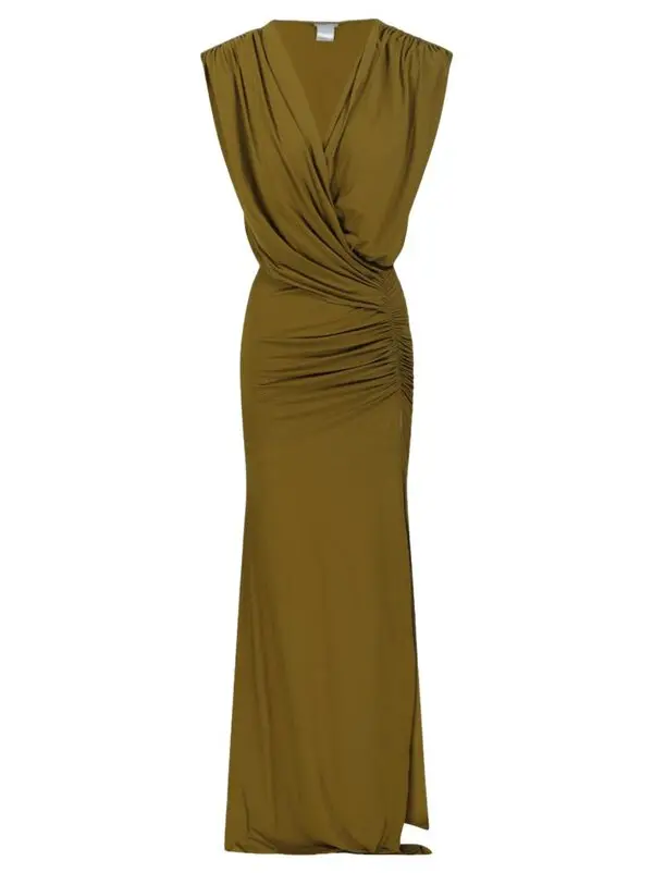AMAZUIN Meghan Draped Maxi Dress - Brown