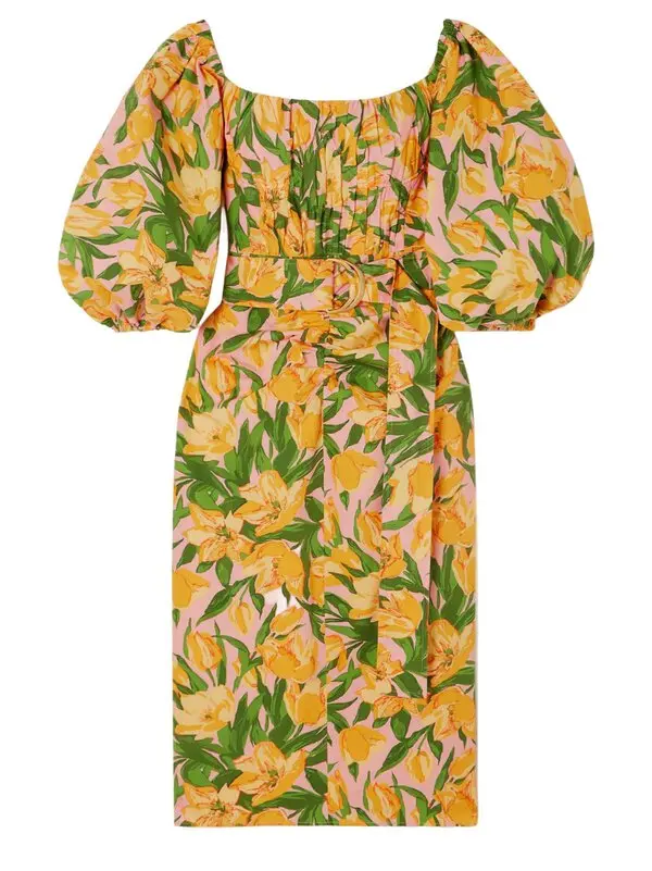 Carolina Herrera Off-shoulder Puff Sleeve Printed Dress - Multicolor
