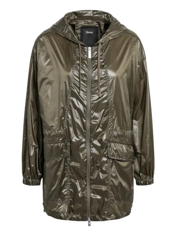Herno Long-sleeved Hooded Parka With Drawstring Detail - Olive Green