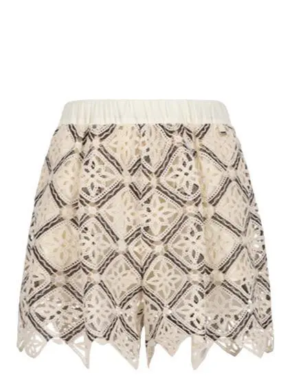 Herno Scalloped Crochet Shorts - Nude