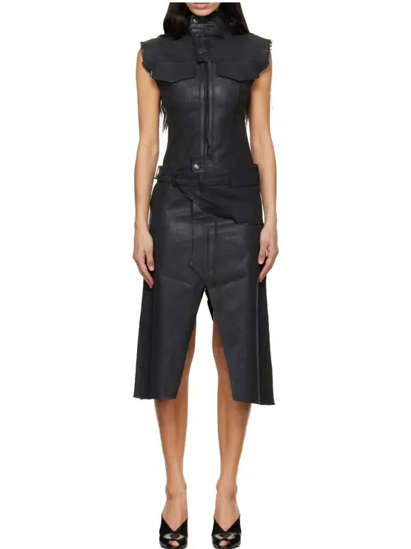 Ottolinger Glazed Denim Belted Dress - Black