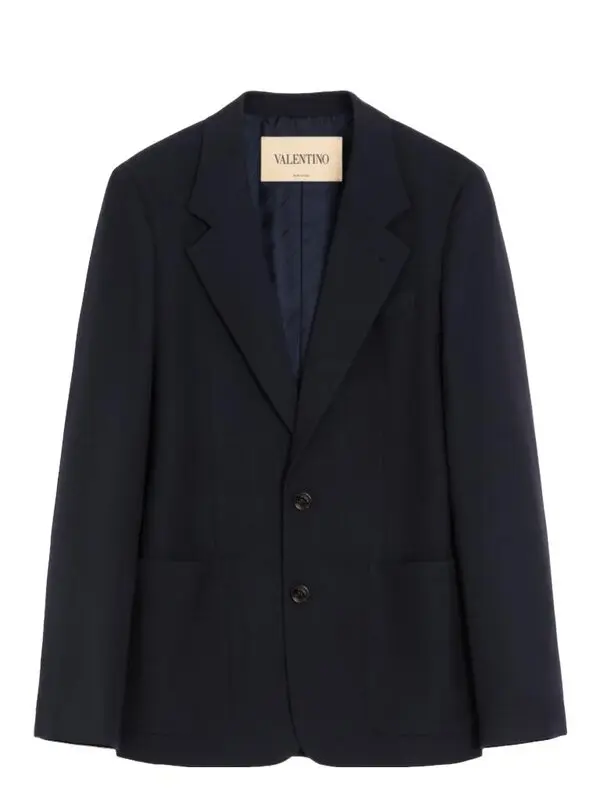 Valentino Garavani Single-breasted Natté Wool Jacket - Black