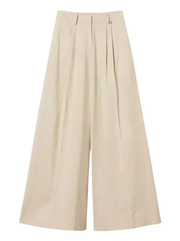 TWINSET Pleated Palazzo Trousers With Metallic Finish - Nude