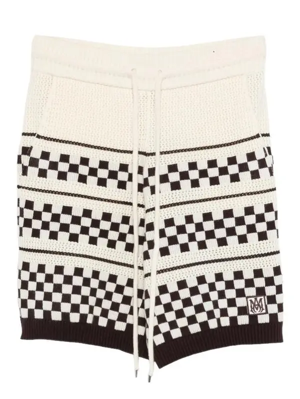 Amiri Checkered Mesh Knit Shorts - White