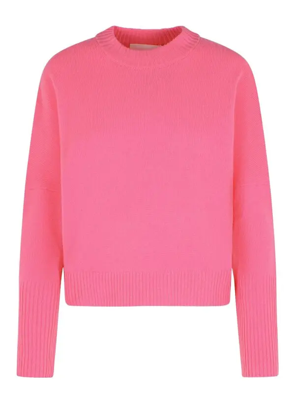 Closed Ribbed Crew Neck Sweater - Pink
