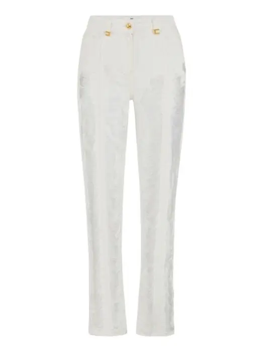Elisabetta Franchi Distressed Fringed Palazzo Jeans - Shiny Trilobato