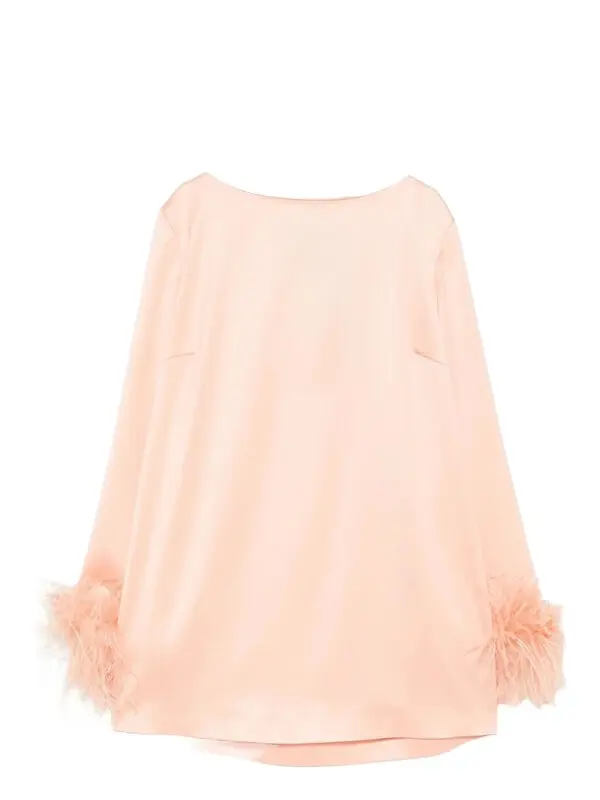 TWINSET Feather-trimmed Boat Neck Top - Nude
