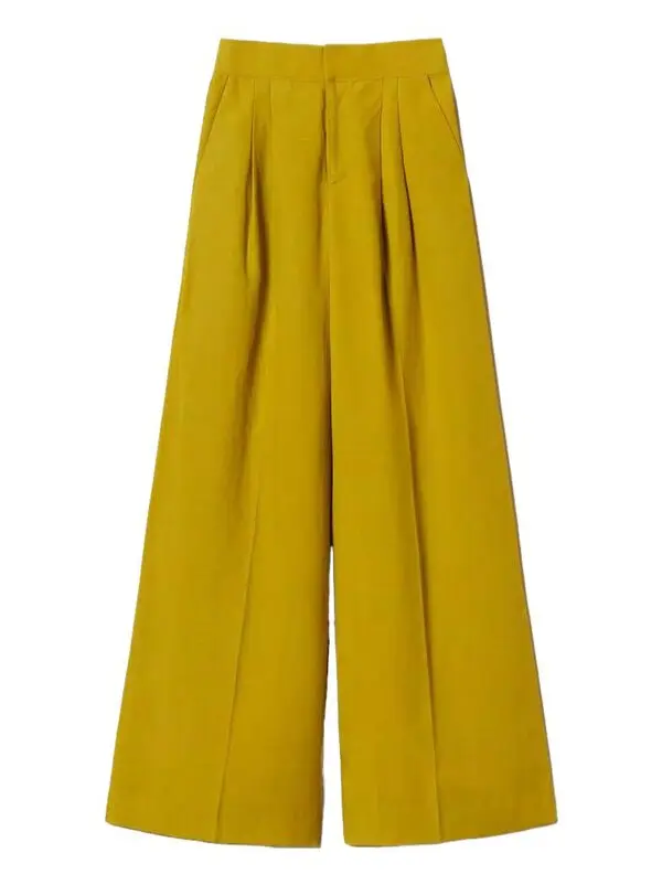 TWINSET Wide Leg Pleated Trousers - Brown