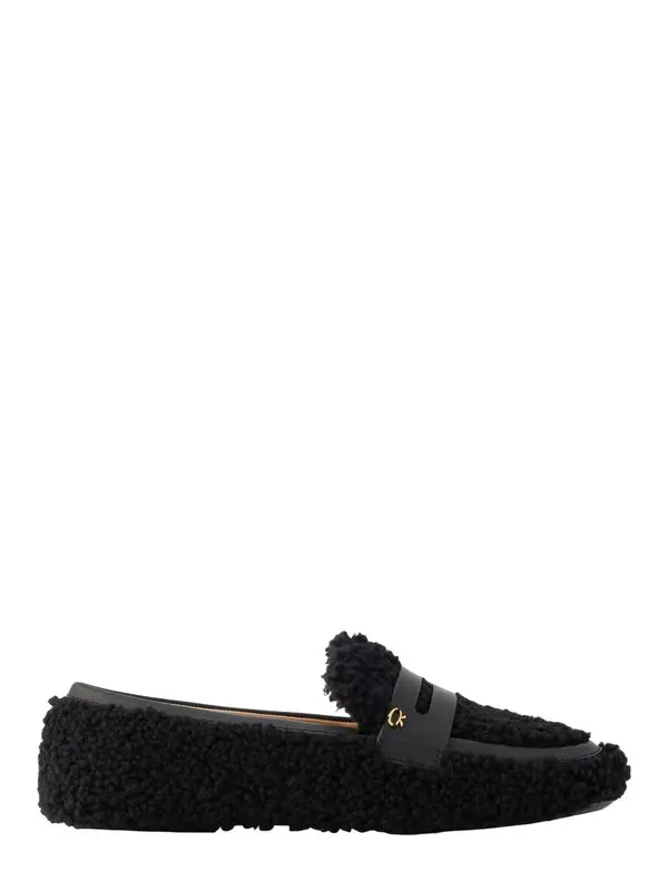 GIANVITO ROSSI Shearling Loafers With Leather Trim - Black