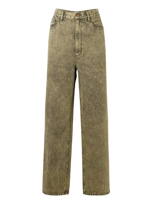 Tibi High-rise Wide-leg Jeans In Acid Wash Denim - Brown